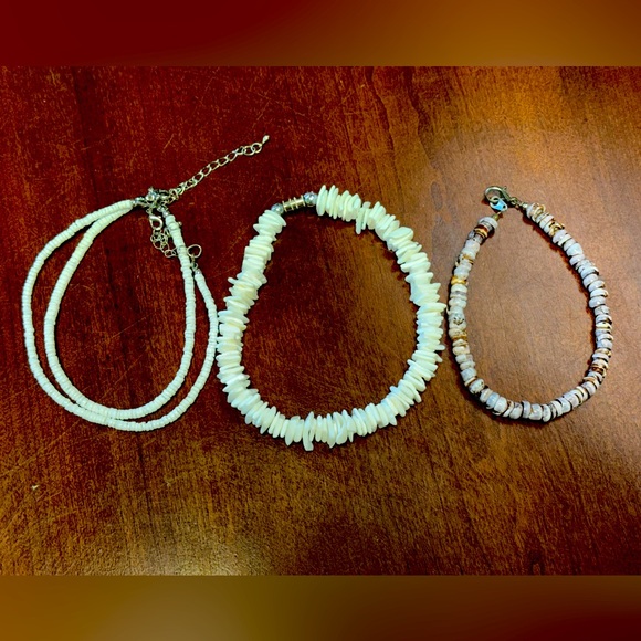 Jewelry | Set Of 3 Puka Shell Anklets | Poshmark